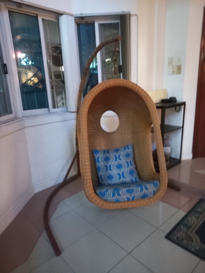 Rattan Cocoon Swing Chair, Furniture & Home Living, Outdoor Furniture on Carousell