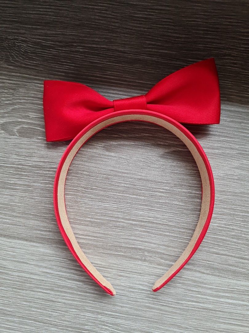 Red ribbon hairband, Women's Fashion, Watches & Accessories, Hair ...