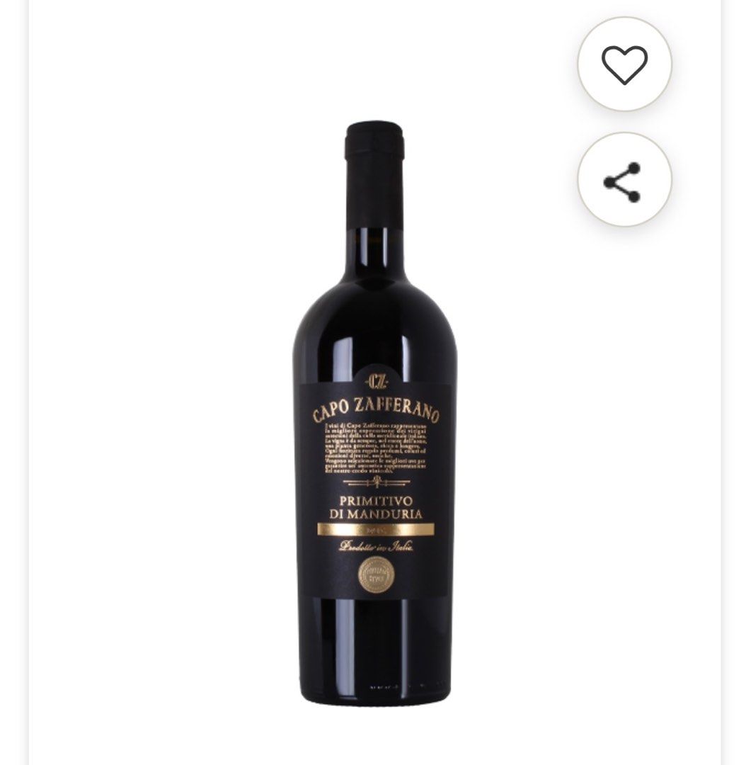 Red Wine CAPO ZAFFERANO, Food & Drinks, Alcoholic Beverages on Carousell