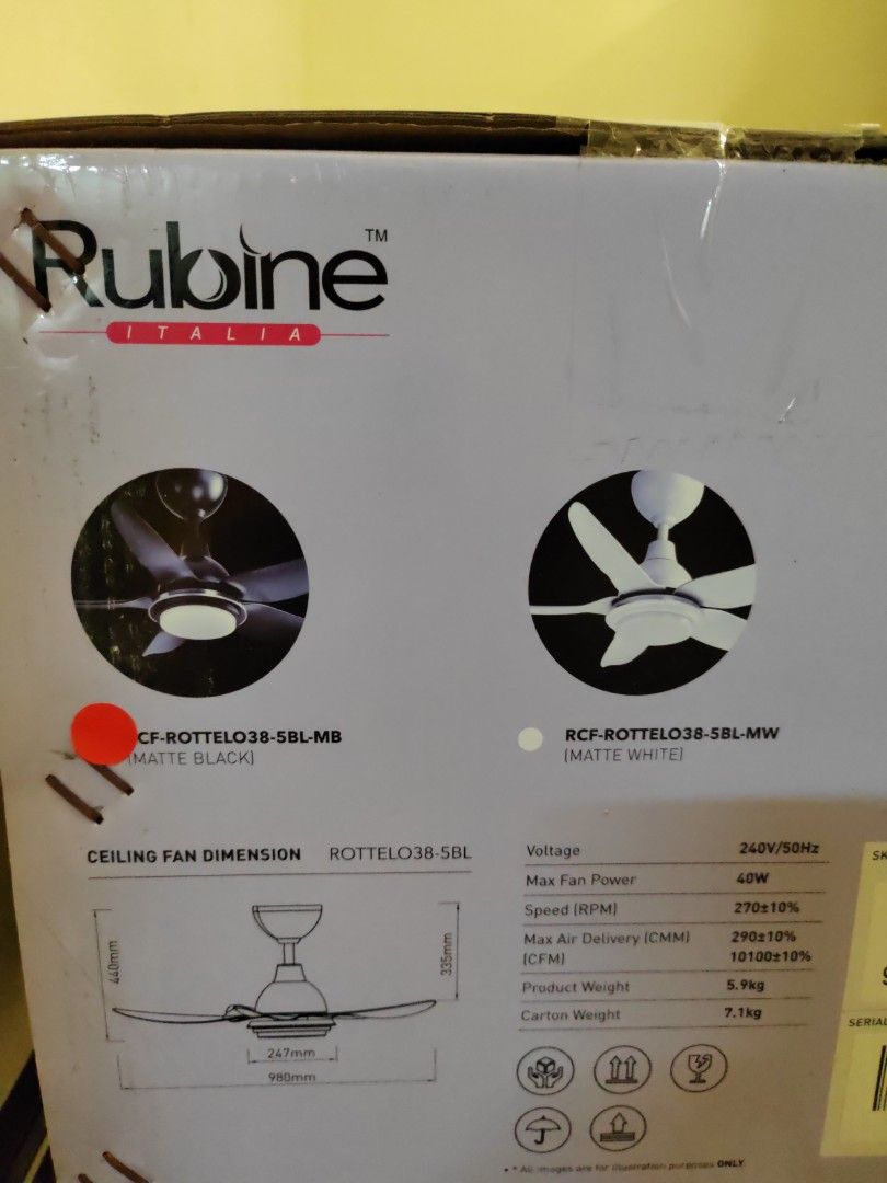 rubine dc motor ceiling fan, Furniture & Home Living, Lighting & Fans ...
