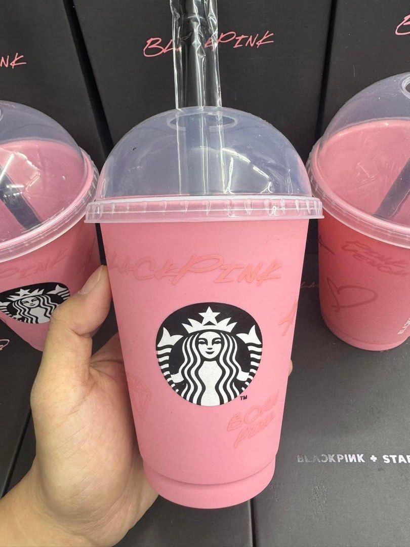 SB cup with straw & pink pouch, Furniture & Home Living, Kitchenware ...