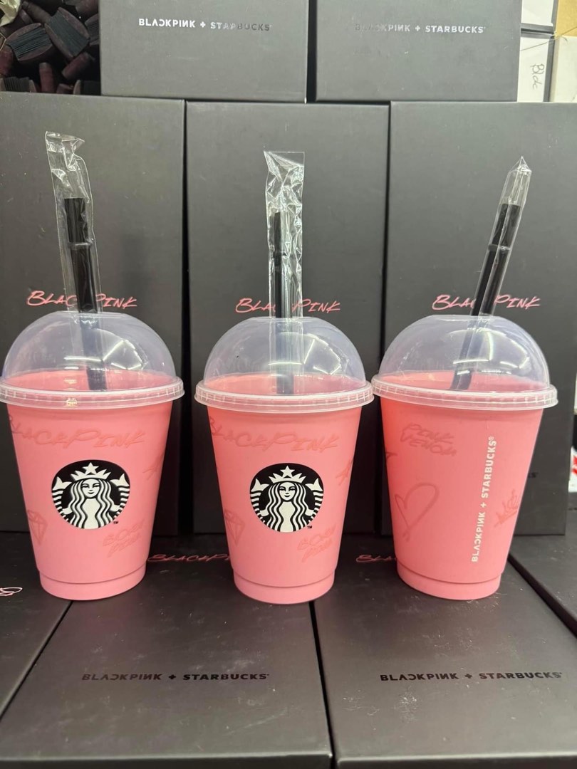 SB cup with straw & pink pouch, Furniture & Home Living, Kitchenware ...