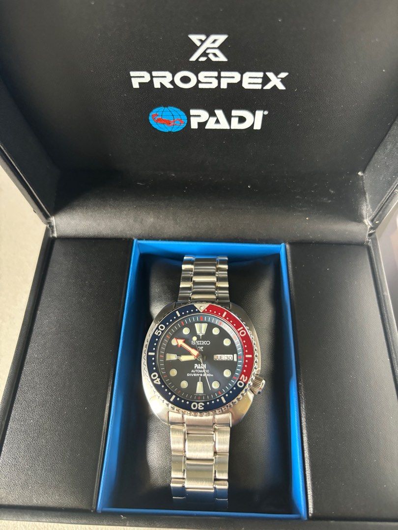 Seiko Pepsi PADI Turtle SRPE99, Men's Fashion, Watches & Accessories ...