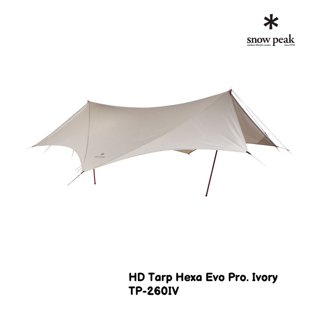 snow peak HD Tarp Hexa Evo Pro. Ivory 象牙白色天幕 TP-260IV, 運動產品, 行山及露營 - Carousell