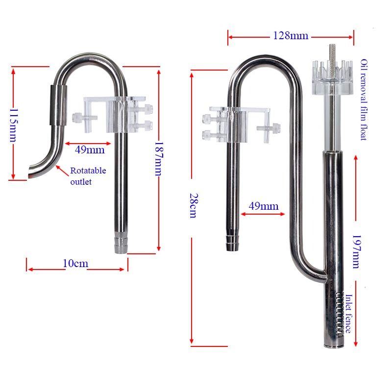 Stainless Steel water inlet outlet pipe with surface skimmer adjustable ...