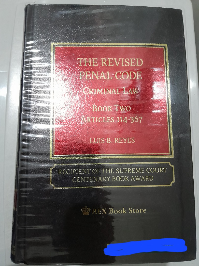 The Revise Penal Code Criminal Law Book Two Article 114-367 by Luis Reyes, Hobbies & Toys, Books ...