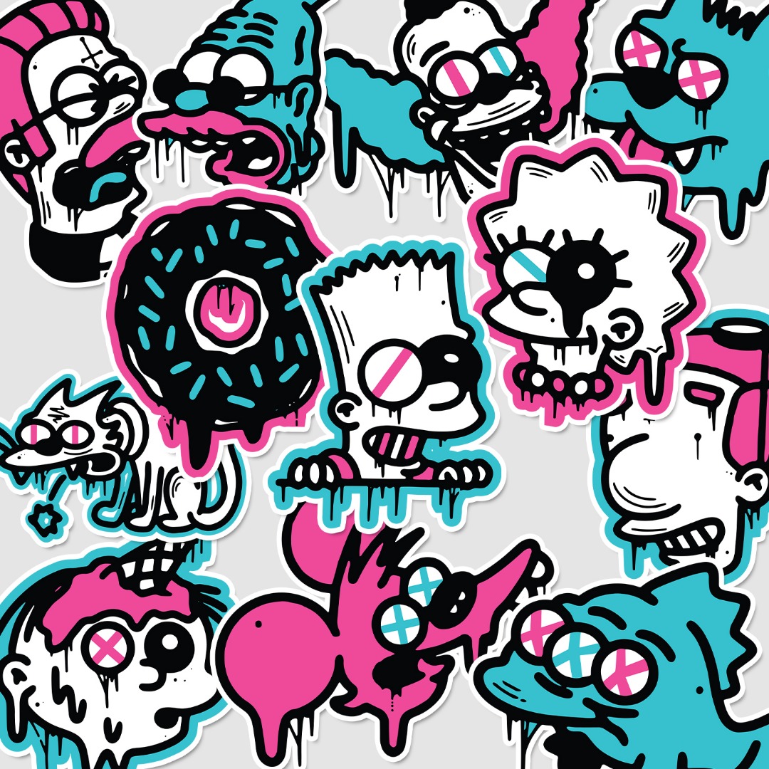The Simpsons Graffiti Laminated Waterproof Vinyl Stickers, Everything ...