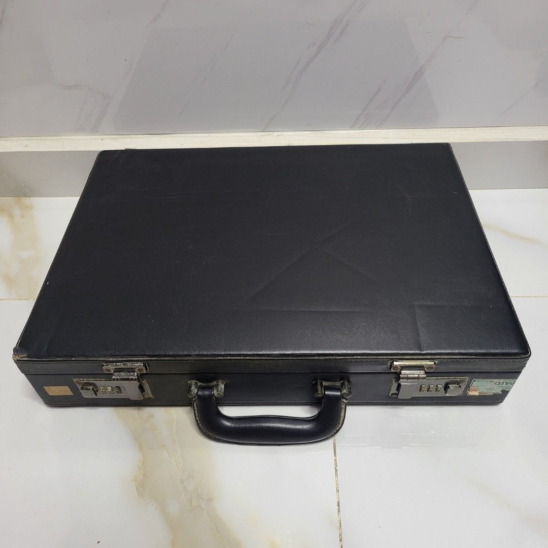 Vintage briefcase, with number lock. Retro old school black bag ...