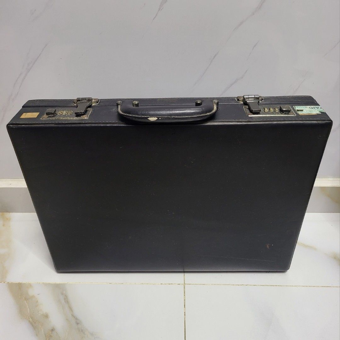 Vintage briefcase, with number lock. Retro old school black bag ...