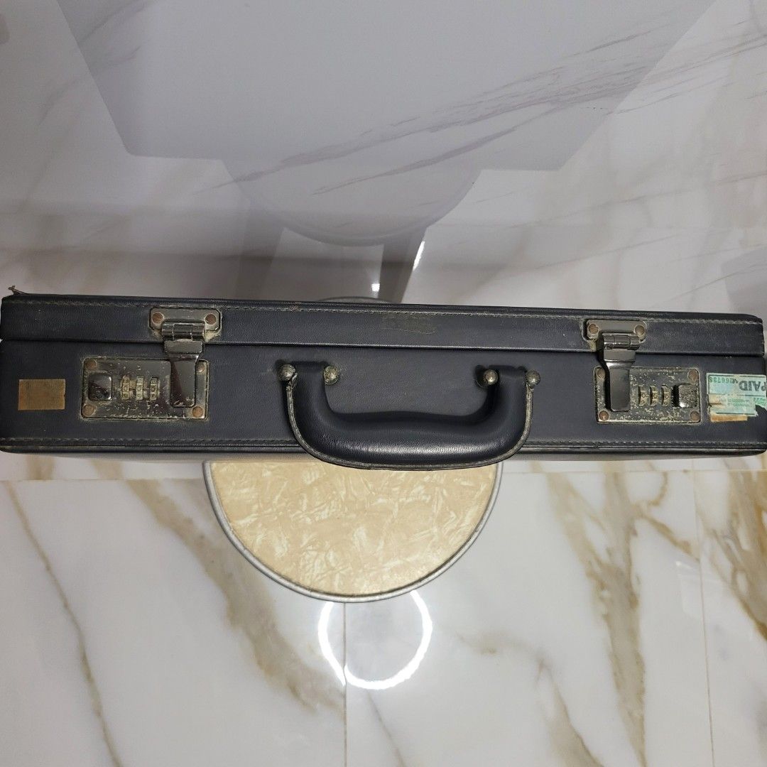 Vintage briefcase, with number lock. Retro old school black bag ...