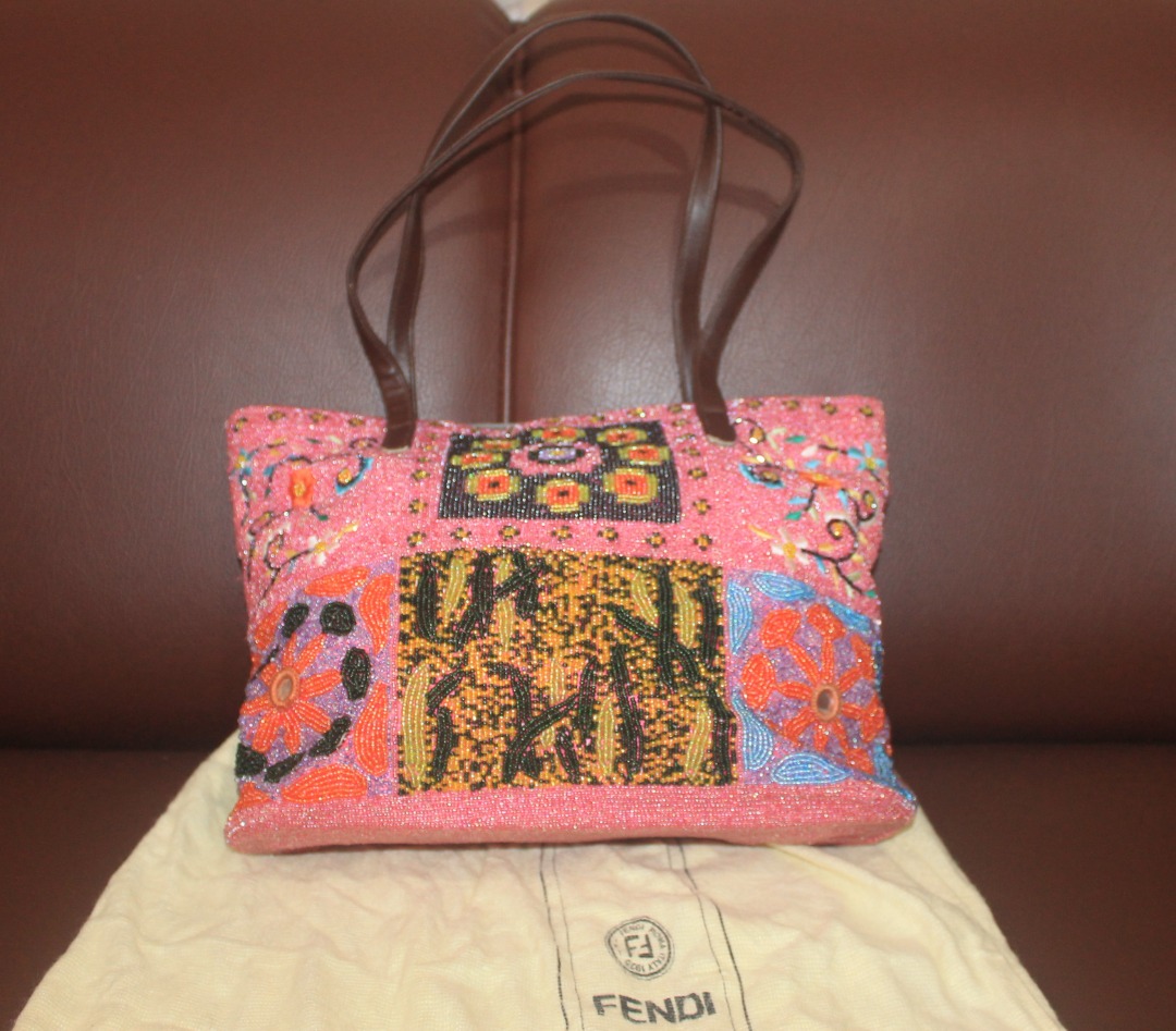 Vintage 1970’s FENDI Fully Beaded and Embroidered Shoulder/Tote Bag ...