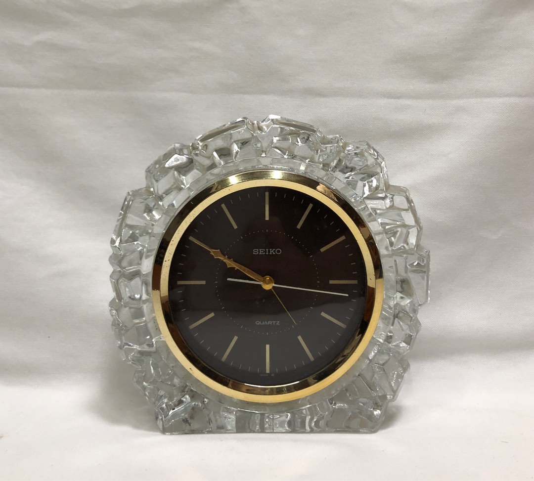 VINTAGE LIMITED EDITION HEAVY CRYSTAL SEIKO QUARTZ TABLE CLOCK WITH ...