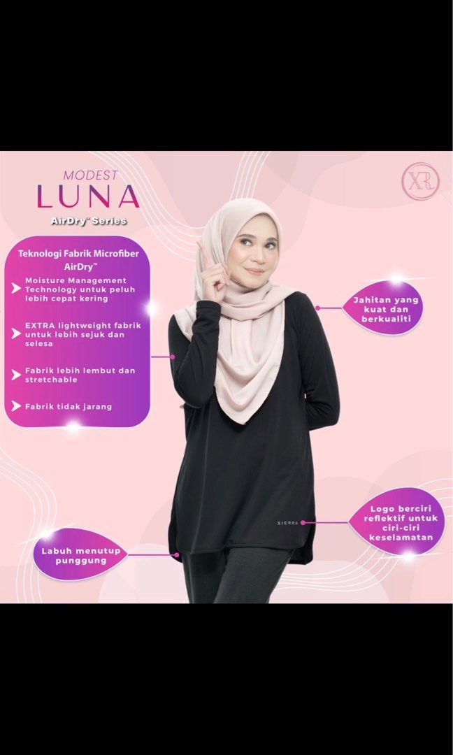 Xierra Baju Sukan Muslimah Modest Luna, Women's Fashion, Activewear on Carousell