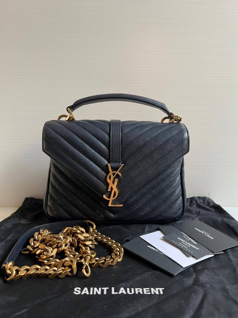 YSL Collage Dark Grey Calf Skin GHW 2017 Now Size 24 × 16 × 5 cm qb ...