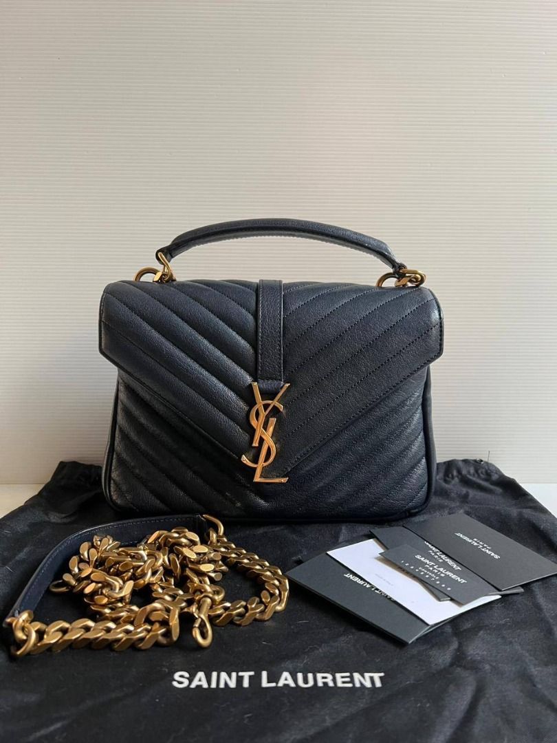 YSL Collage Dark Grey Calf Skin GHW 2017 Now Size 24 × 16 × 5 cm qb ...