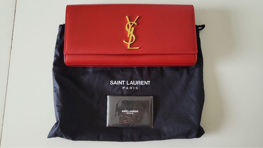 YSL Red Clutch, Luxury, Bags & Wallets on Carousell