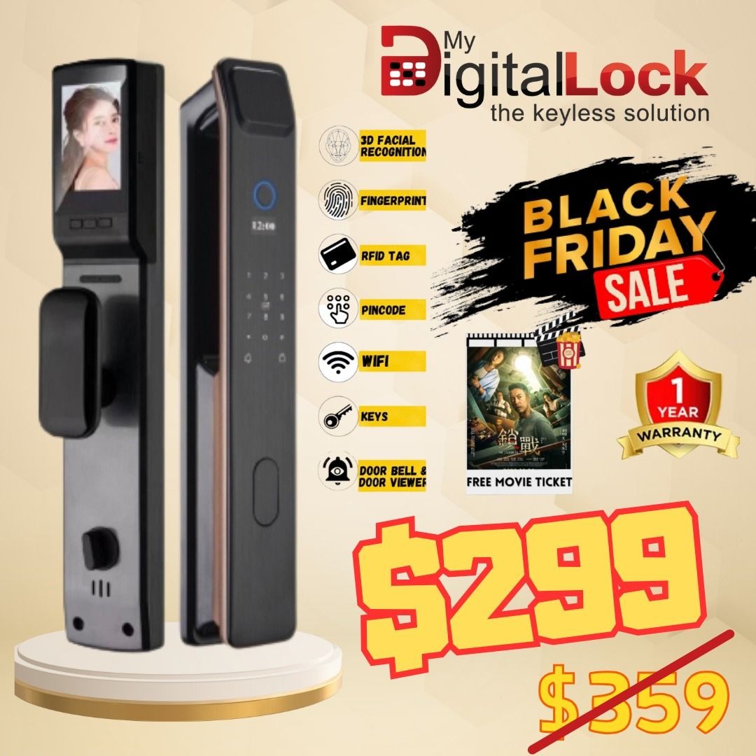 YUE C11 DOOR Fingerpritn DIGITAL LOCK [For HDB door] with installtion & 1 yr warranty, Furniture ...
