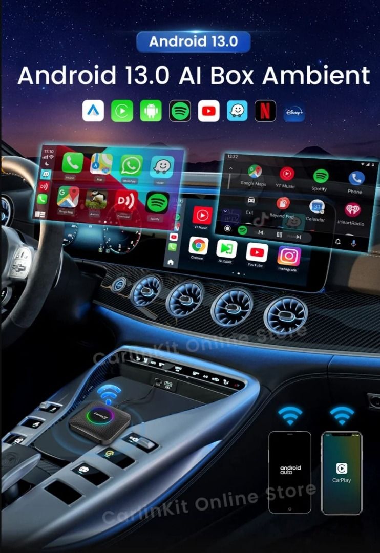 新款 #CARPLAY #MMI BOX ANDROID 13 系統 8+128 Tbox-Ambient, 汽車配件, 改裝、內外零件 ...