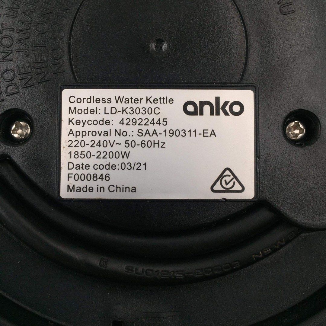 ANKO 1.7 Liters Stainless Steel Cordless Water Kettle 220volts, TV ...