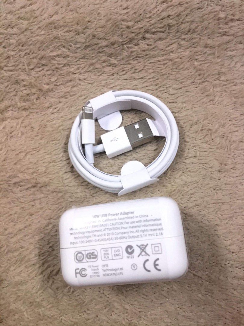 Apple iPhone Lightning Cable and 10 Watts Adapter, Mobile Phones & Gadgets, Mobile & Gadget ...