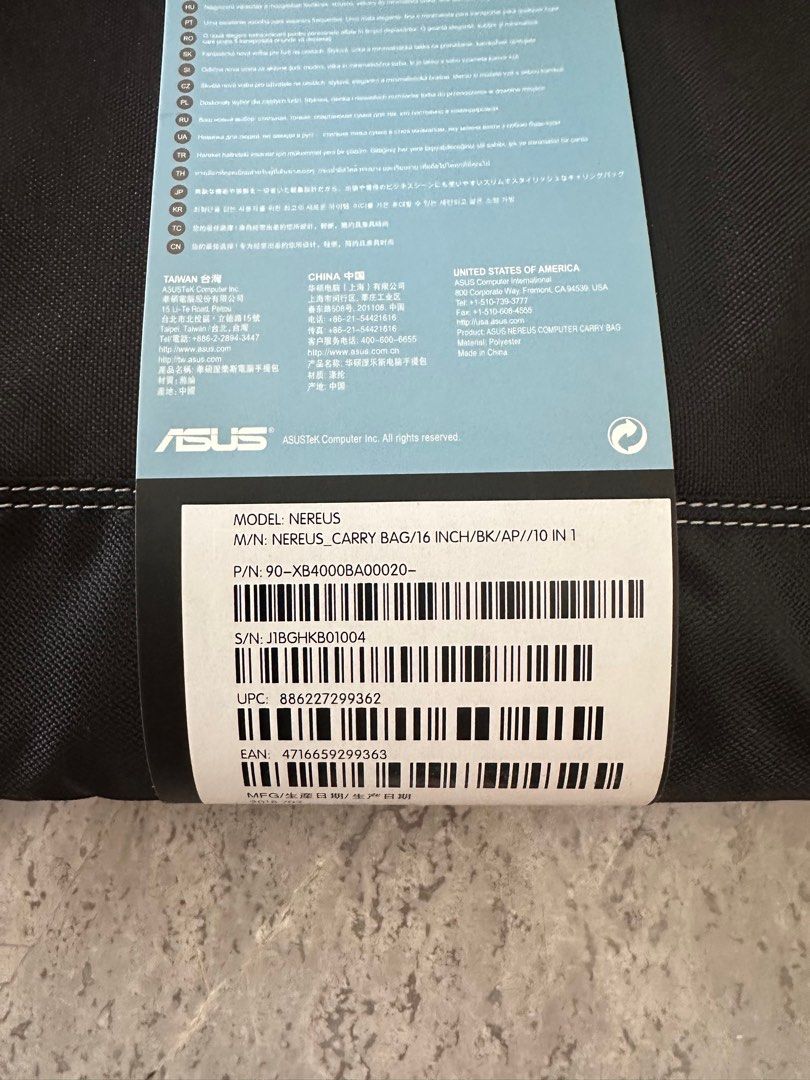 ASUS Nereus Laptop Bag 16 inch, Computers & Tech, Parts & Accessories ...