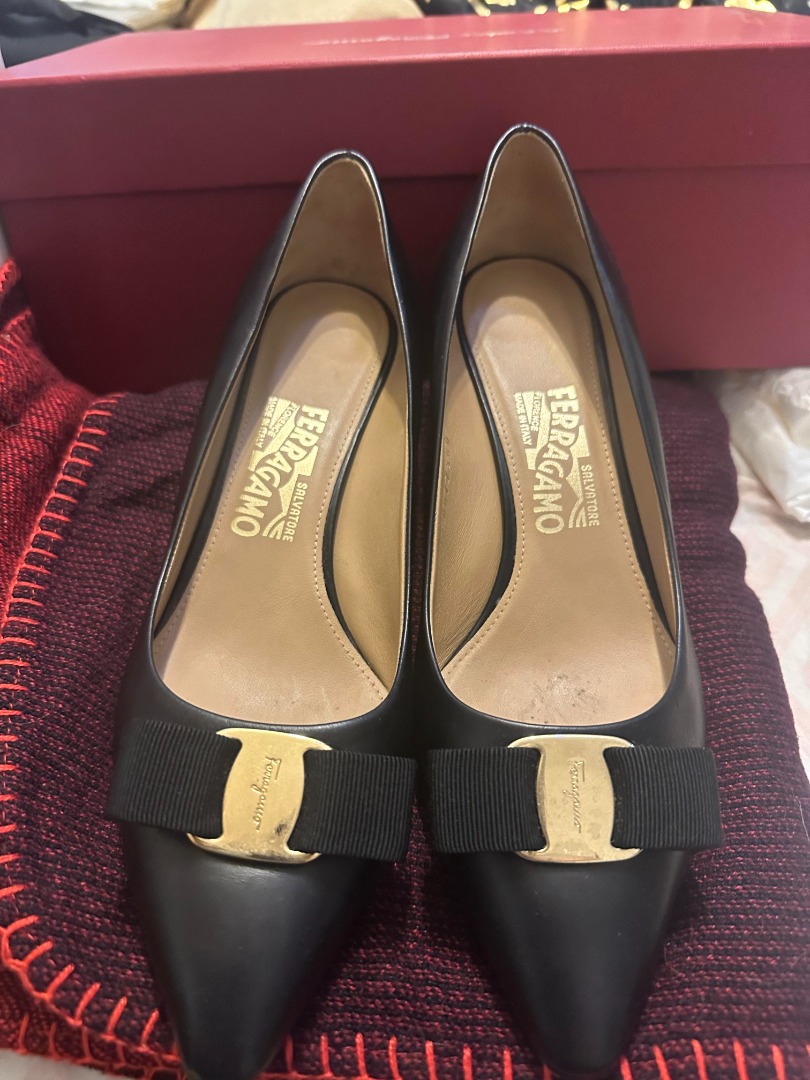 Authentic Ferragamo Vera Shoes in Black, Luxury, Sneakers & Footwear on ...