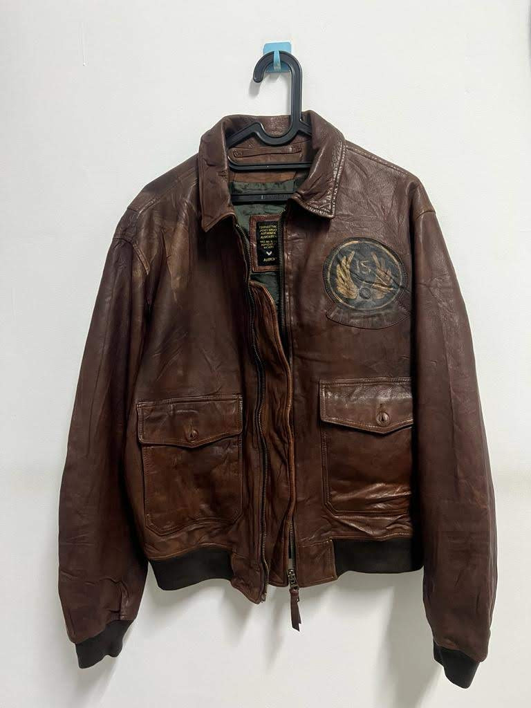 Avirex Leather Bomber Jacket Italian Made., Fesyen Pria, Pakaian , Baju ...