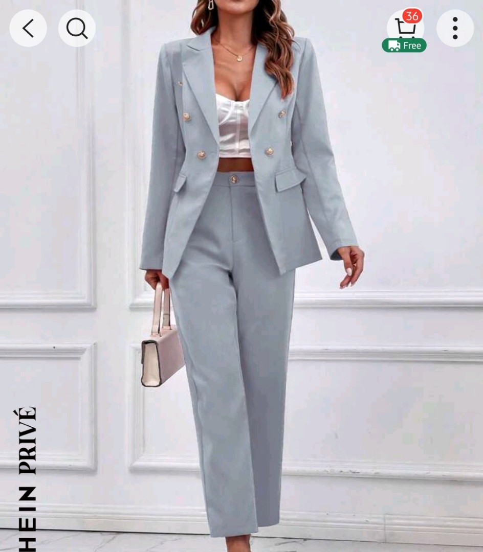 Baby blue suit blazer and pants, Women's Fashion, Coats, Jackets and ...