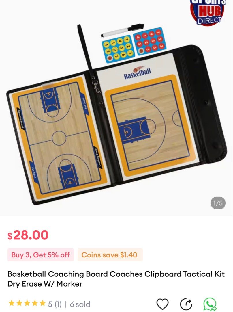 Basketball coaching board, Sports Equipment, Sports & Games, Racket ...