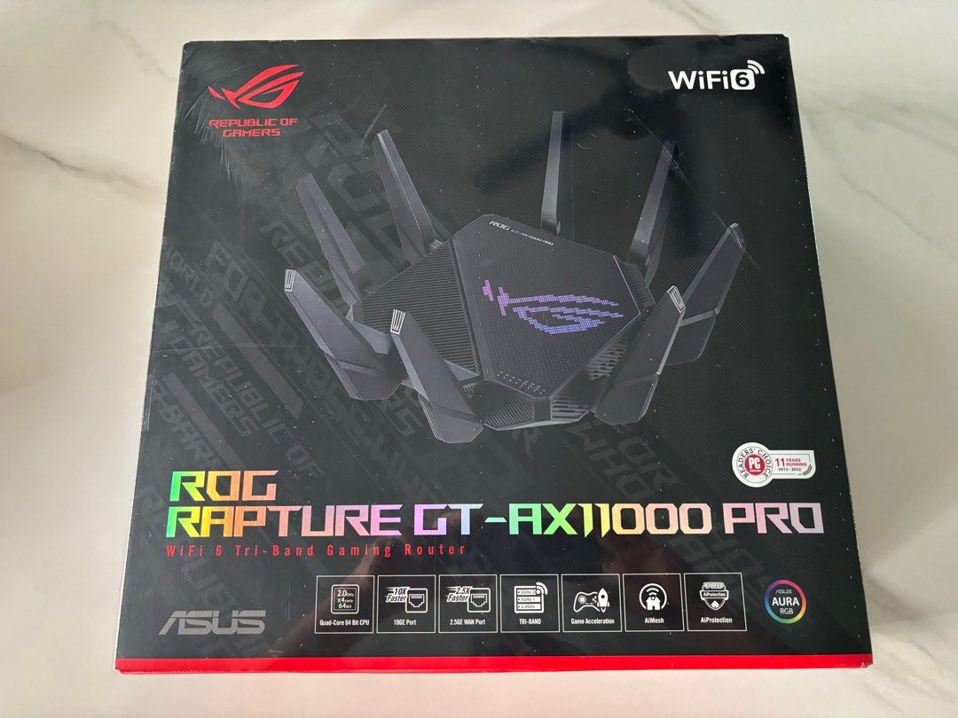 BNIB ASUS ROG RAPTURE GT-AX11000 PRO Wifi 6 Tri-Band 10GE Port Gaming ...