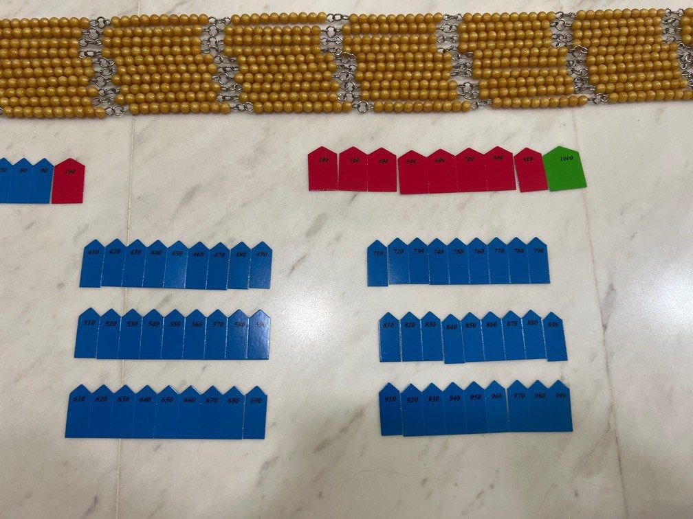 Brand new Montessori Golden Bead chains of 1000 with arrow cards ...