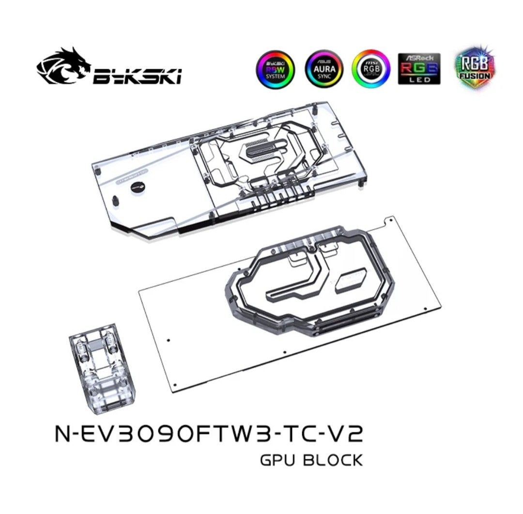 Bykski Full Coverage GPU Water Block w/ Integrated Active Backplate for ...