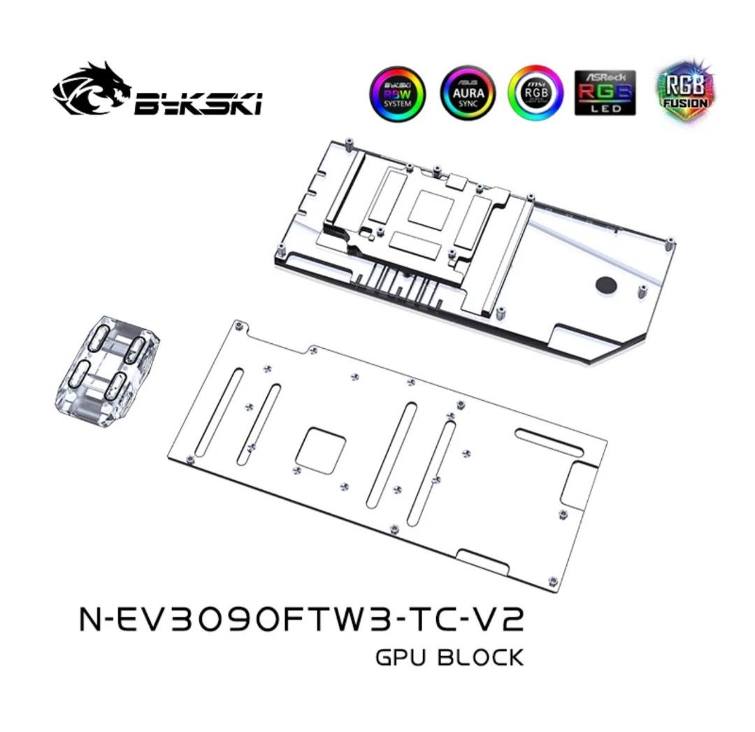 Bykski Full Coverage GPU Water Block w/ Integrated Active Backplate for ...