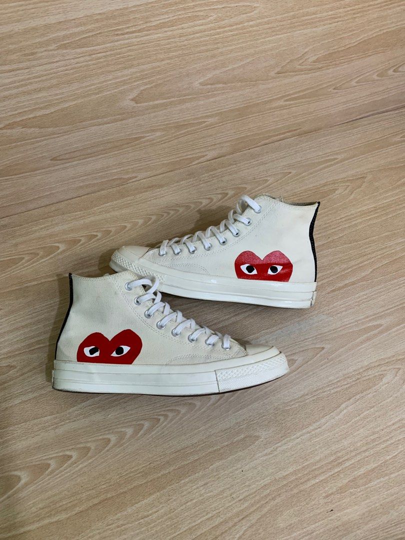Converse CDG hi white, Men's Fashion, Footwear, Sneakers on Carousell