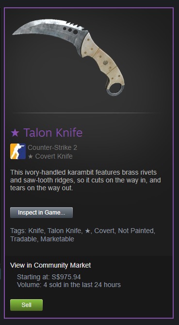 CS2 Talon Knife Vanilla, Video Gaming, Gaming Accessories, In-Game ...