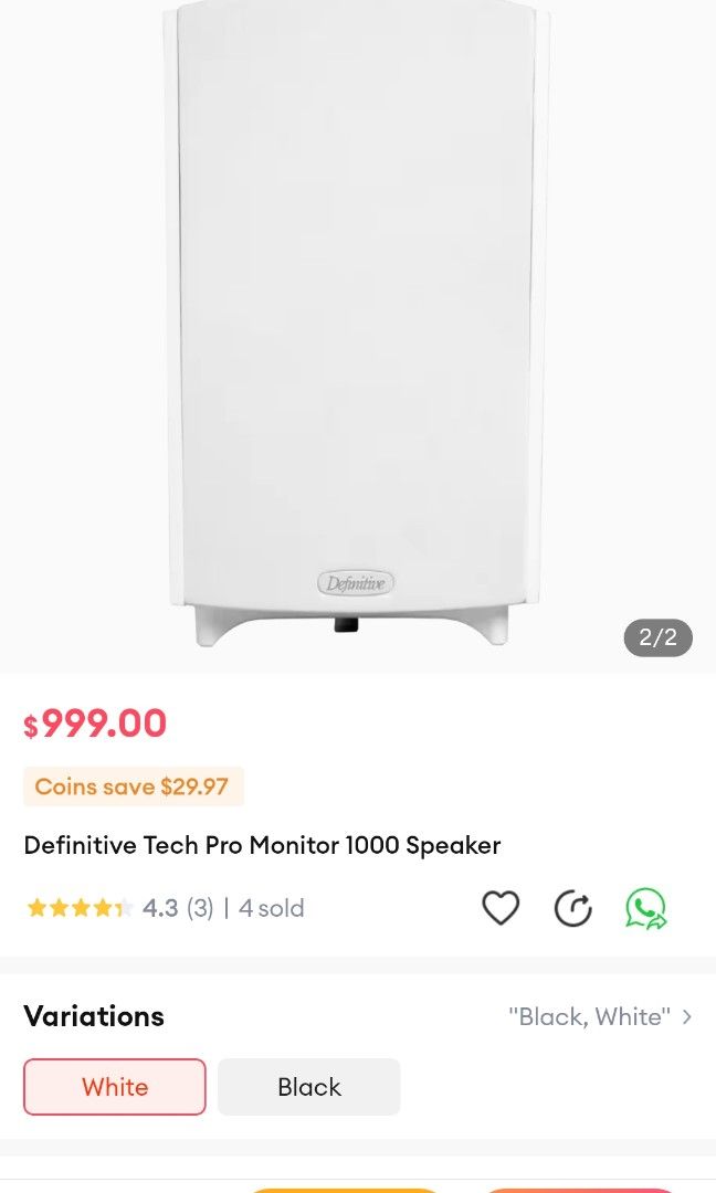 Definitive Technology Pro monitor 1000 (white in pair), Audio ...