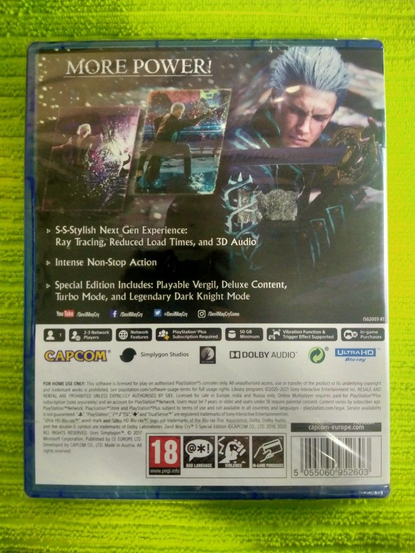 Devil May Cry 5 Special Edition PS5 Region 3 DMC V R3, Video Gaming ...