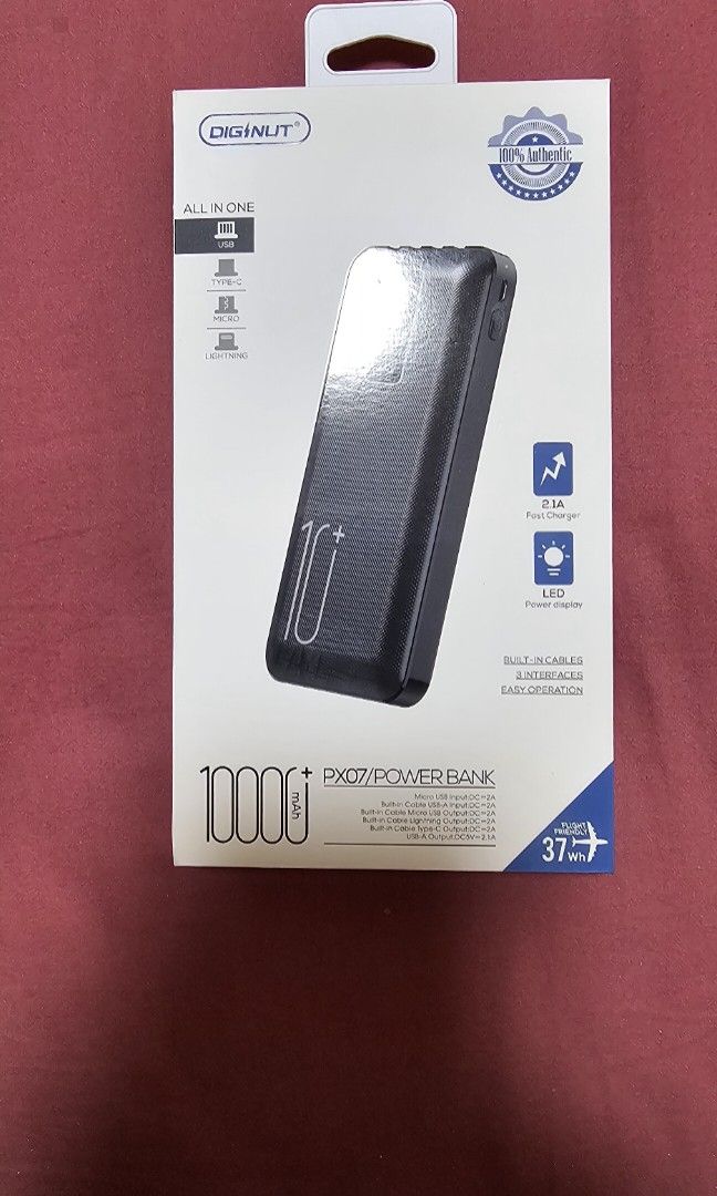 Diginut 10000mah Power bank with integrated cables, Mobile Phones ...