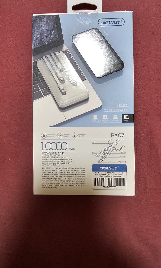 Diginut 10000mah Power bank with integrated cables, Mobile Phones ...
