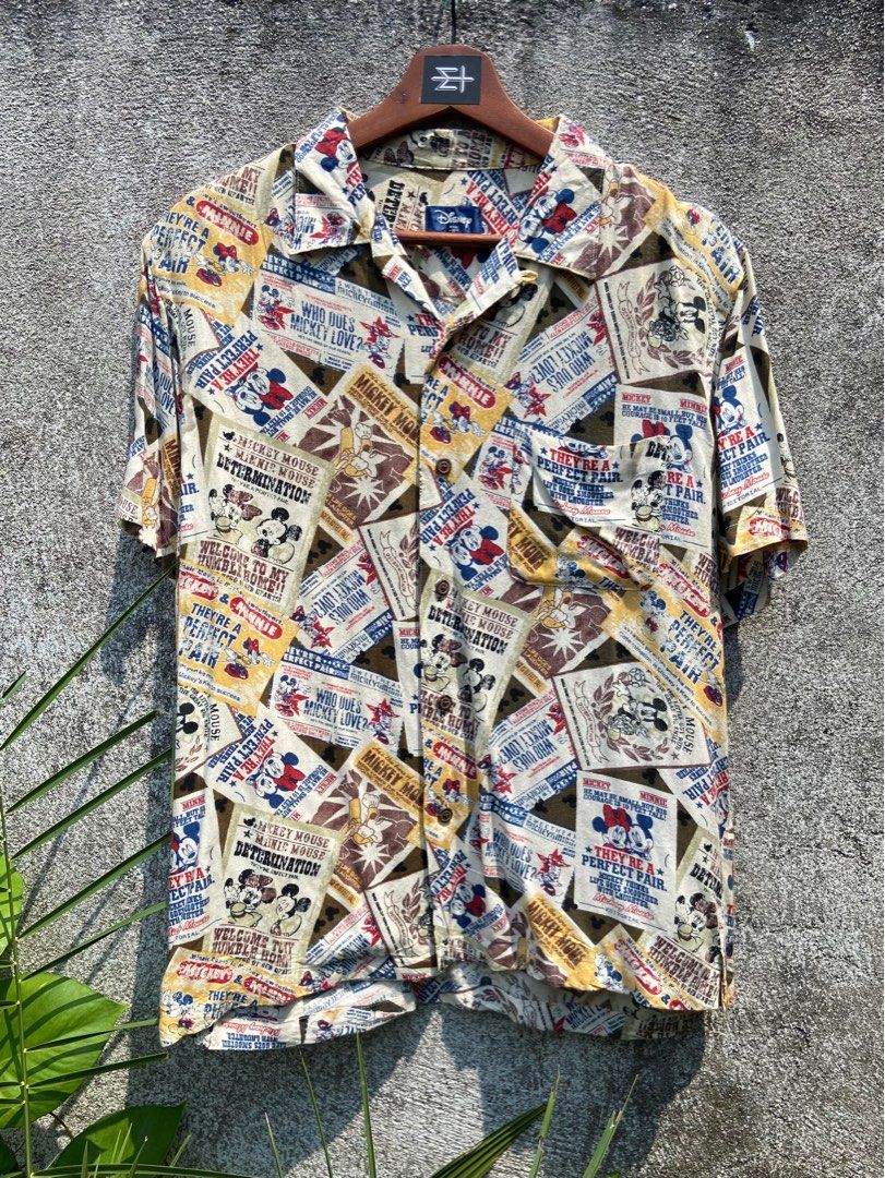 Disney Mickey Mouse Poker Card Parody Button up Shirt, Men's Fashion ...