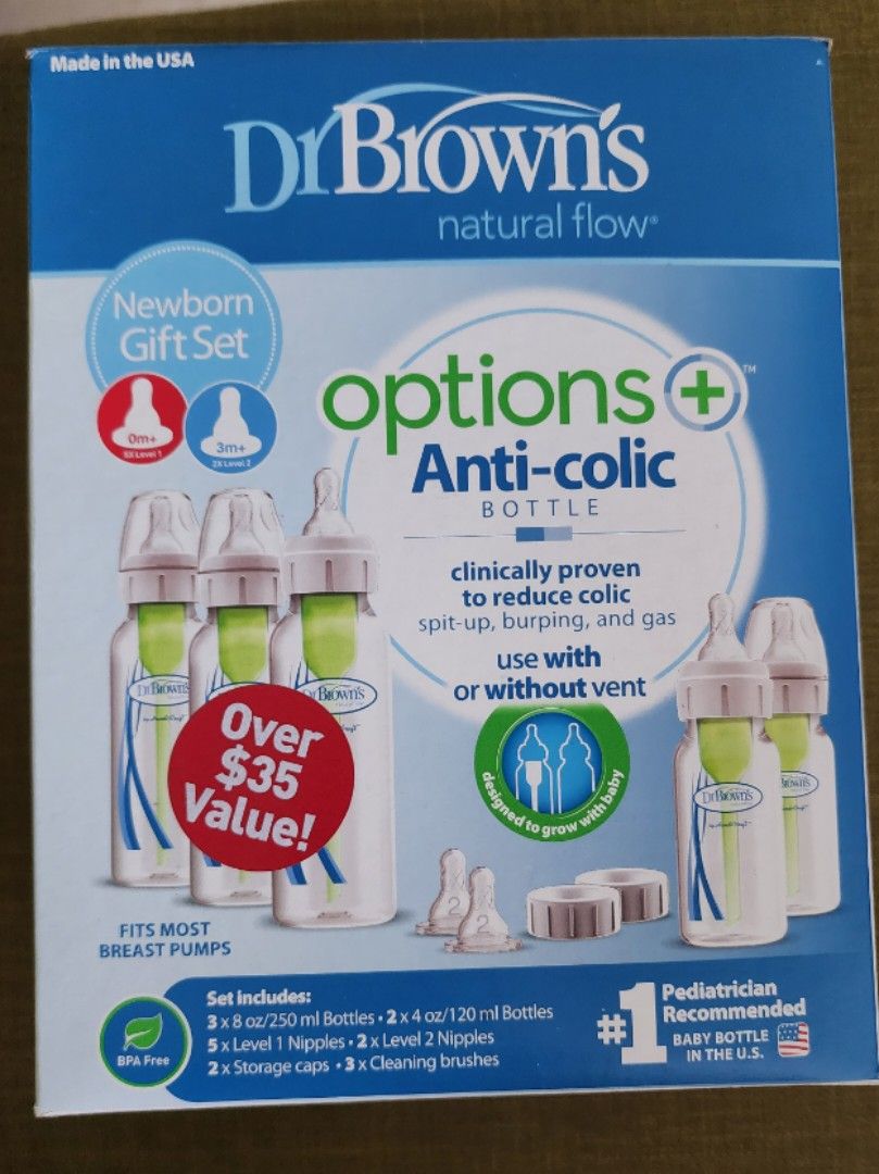 Dr Brown anti colic milk bottles gift set, Babies & Kids, Nursing ...