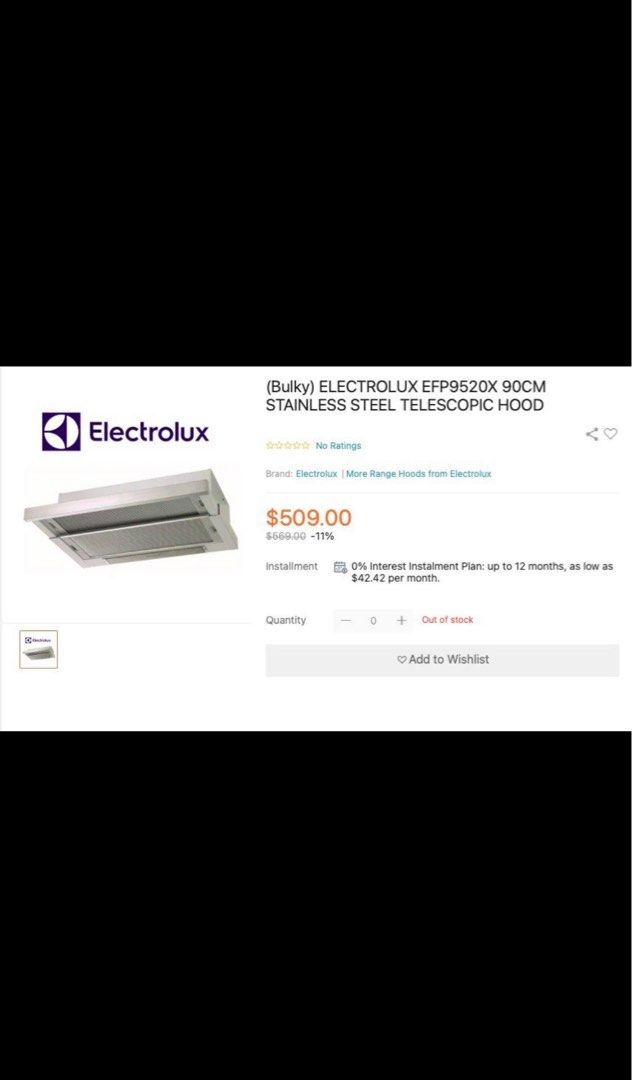 Electrolux Pull out Hood, TV & Home Appliances, Kitchen Appliances, Hobs & Hoods on Carousell