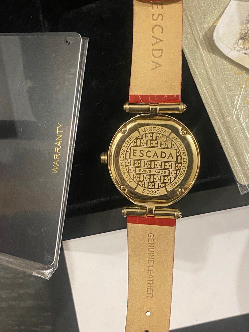 Escada blood Red & Rose gold Vanessa watch, Luxury, Watches on Carousell