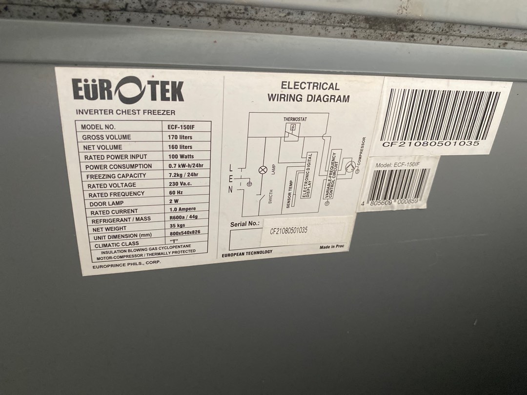 Eurotek Inverter Freezer, TV & Home Appliances, Kitchen Appliances ...