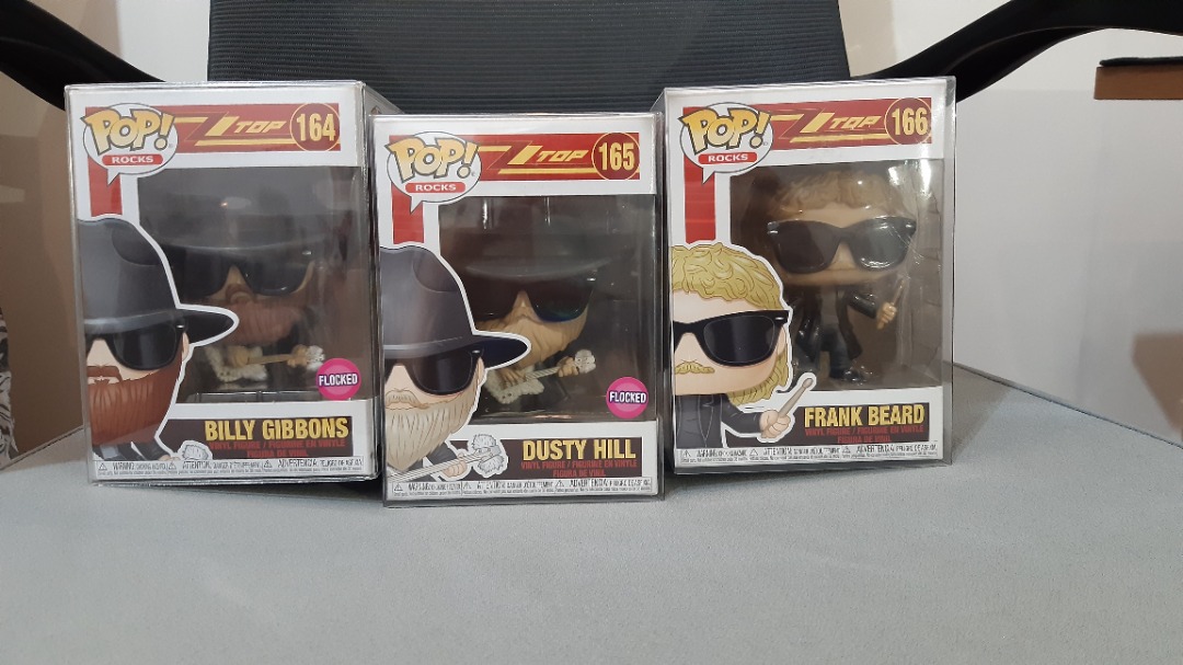 Funko Pop Rocks ZZ Top Complete Set with Protector, Hobbies & Toys ...