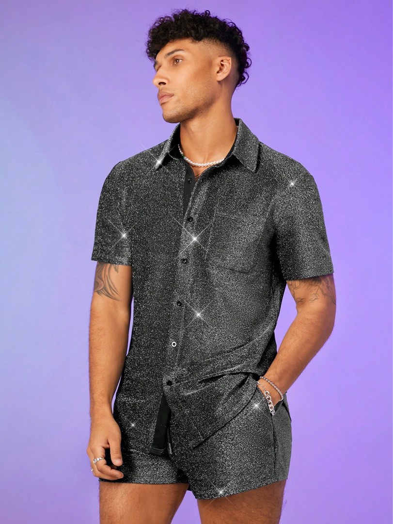 Glitter shirt and pants set, Men's Fashion, Tops & Sets, Sets ...