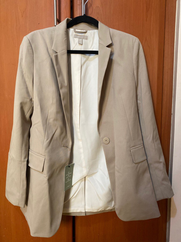 HM Greige Blazer, Women's Fashion, Coats, Jackets and Outerwear on ...