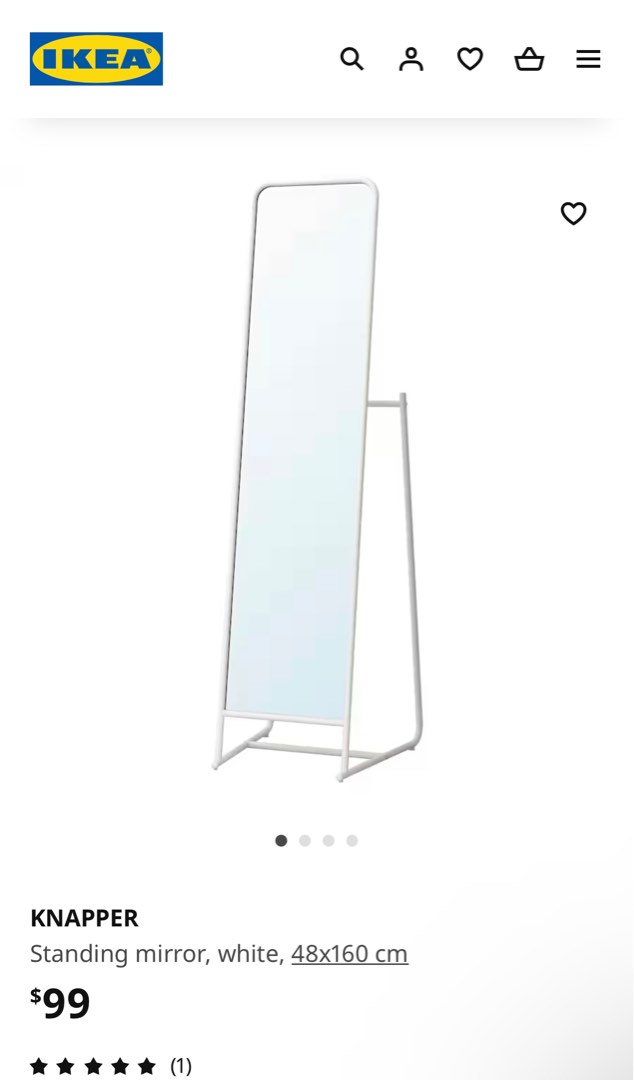 Ikea knapper Mirror, self standing, hooks on back, Furniture & Home ...