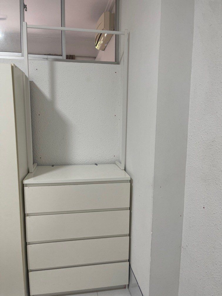 IKEA Malm 4 drawers and Nordli hanging rack, Furniture & Home Living ...