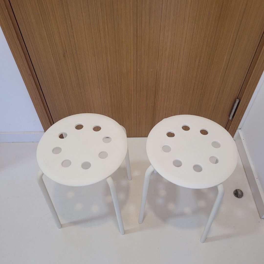 IKEA Marius Stools - White, Furniture & Home Living, Furniture, Chairs ...